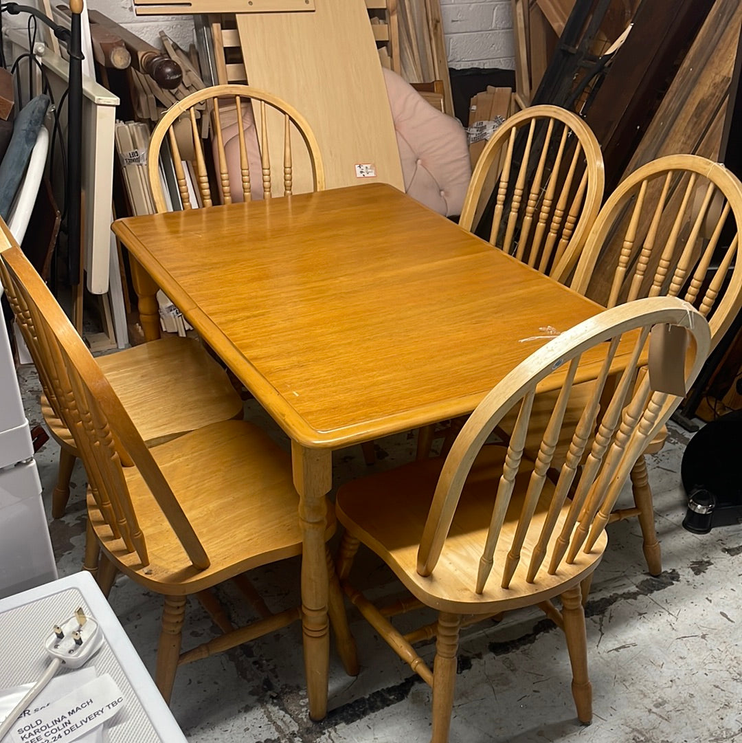 Oak rectangular extendable dining table cw 6 matching chairs – CJM ...