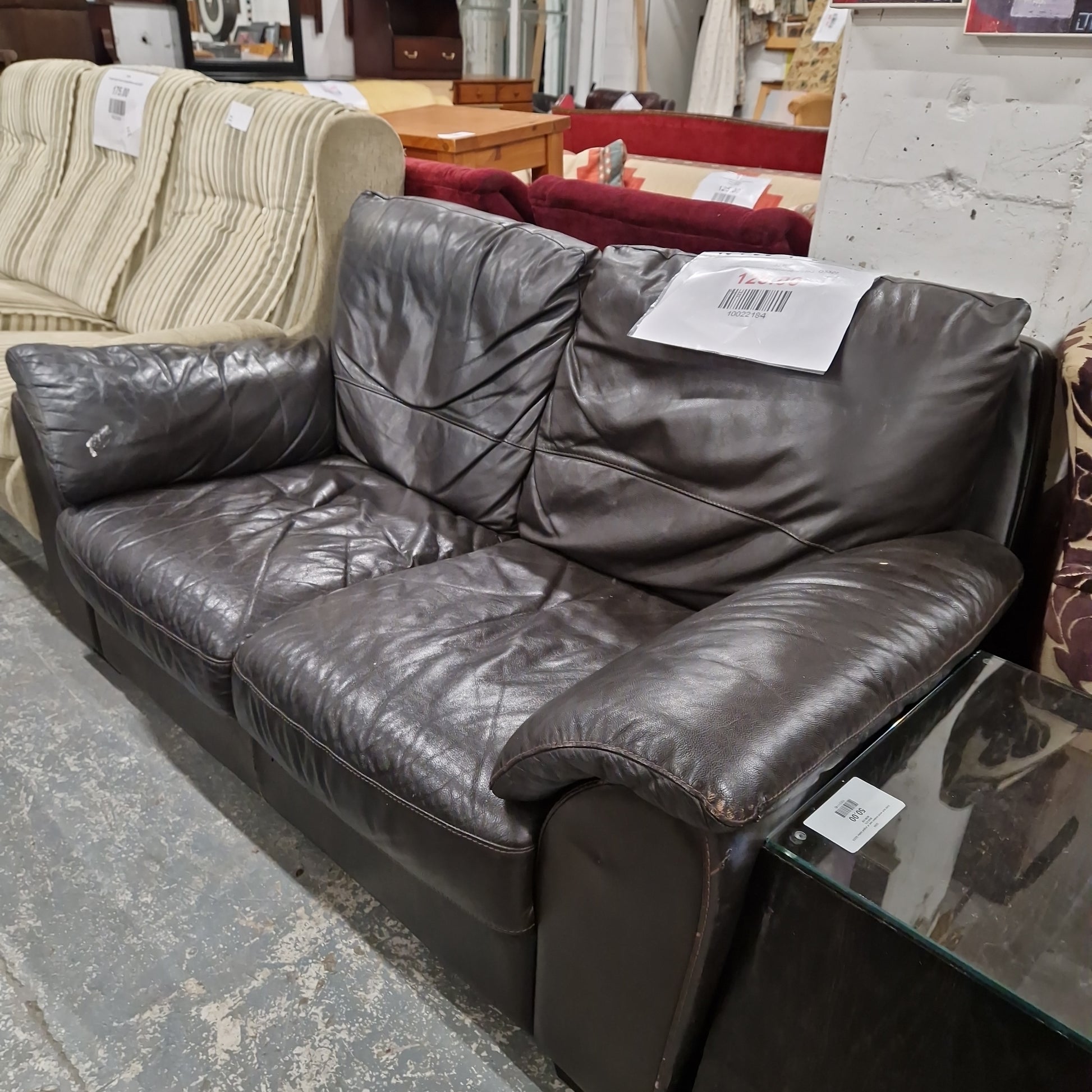 Dfs 2 Seater Brown Leather Sofa | Baci Living Room