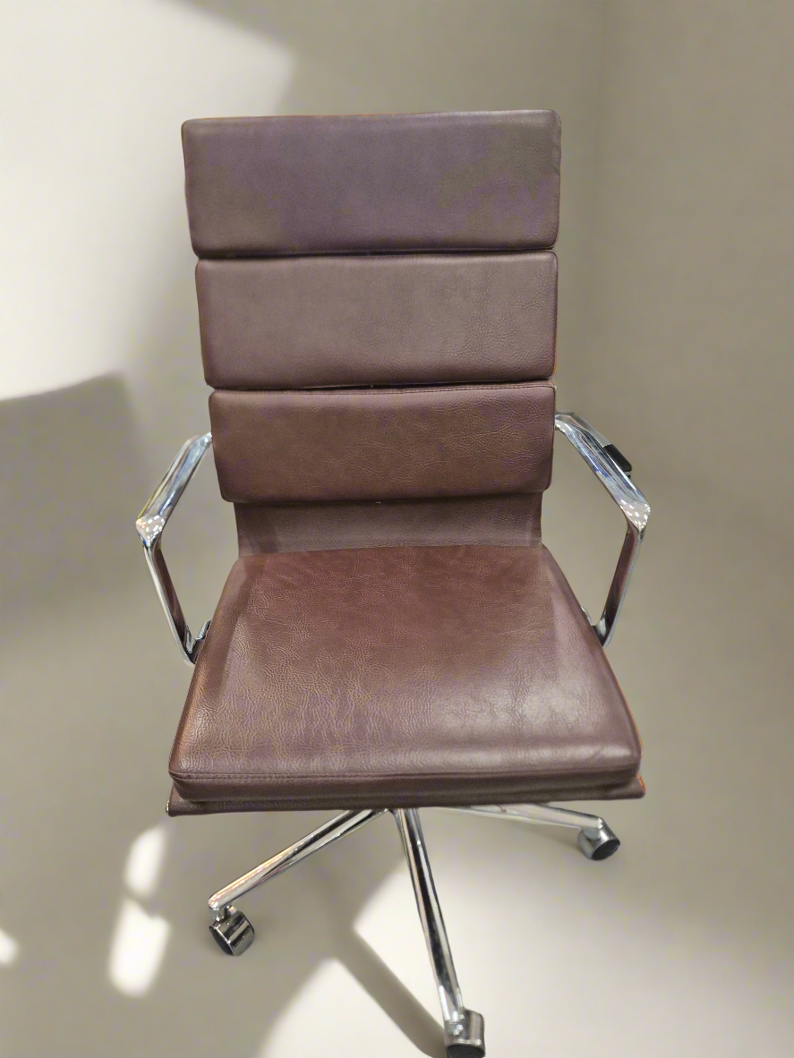 High back letherette swivel chair brown – CJM Furniture